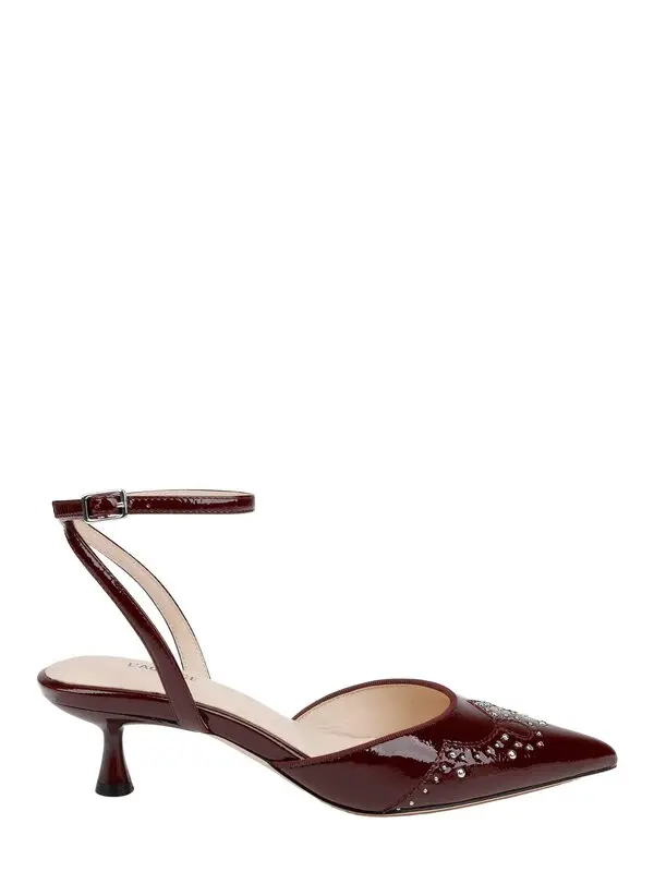 L'Agence Liana Leather Kitten-heel Mule - Wine Patent