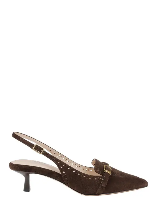 L'Agence Lourdes Suede Slingback Pump - Dark Brown Suede