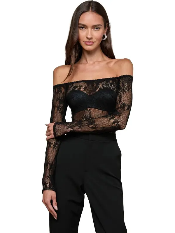L'Agence Peonie Lace Bodysuit - Black