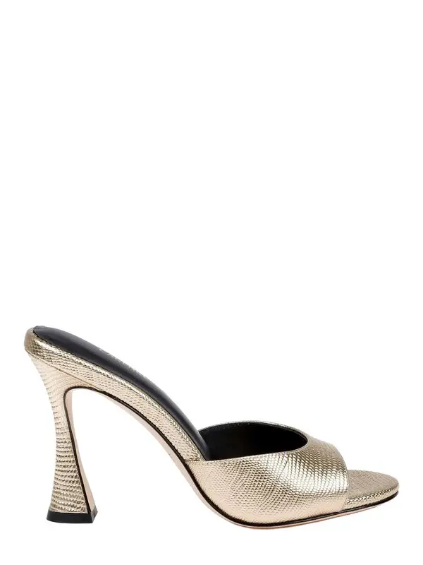 L'Agence Avery Leather Open-toe Mule - Gold Lizard Leather