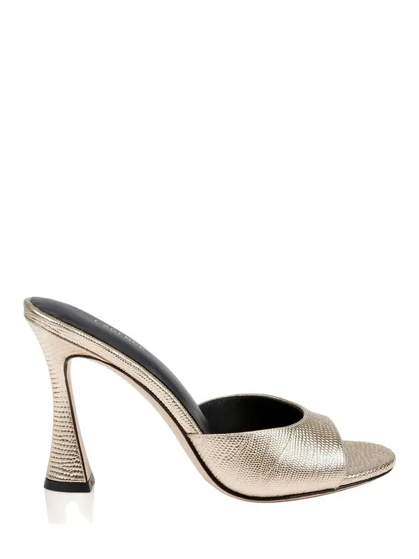 L'Agence Avery Leather Open-toe Mule - Gold Lizard Leather