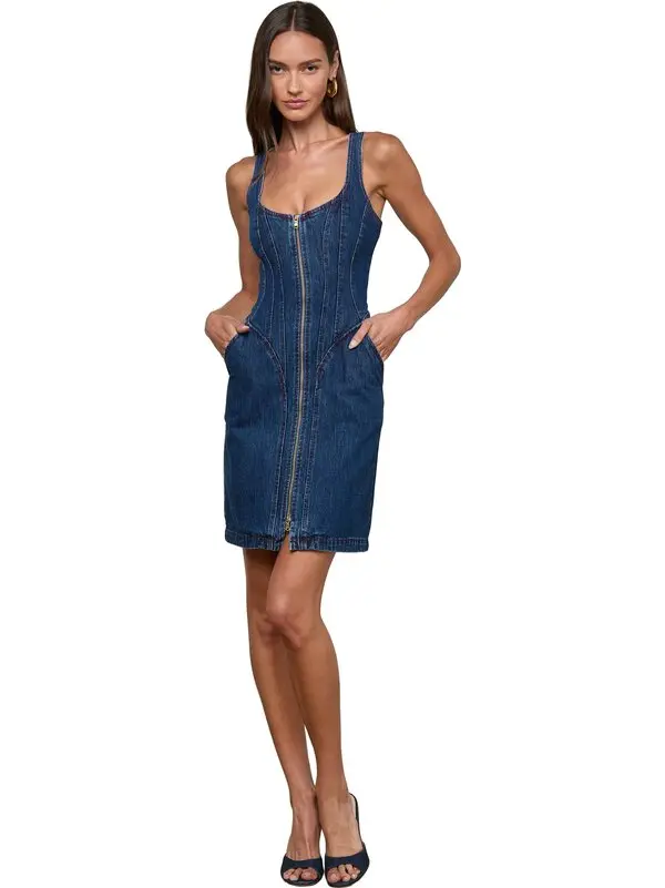 L'Agence Jaxyn Denim Mini Dress - Rampart