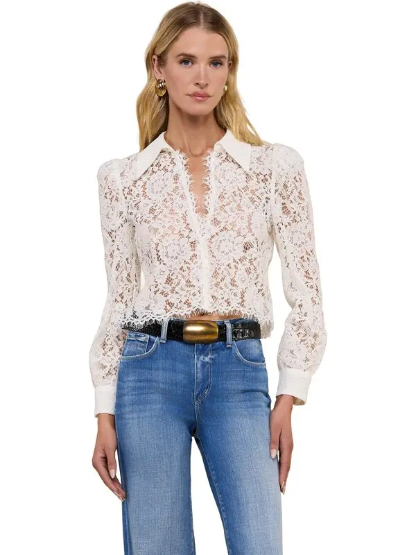 L'Agence Anita Lace Blouse Top - Ivory