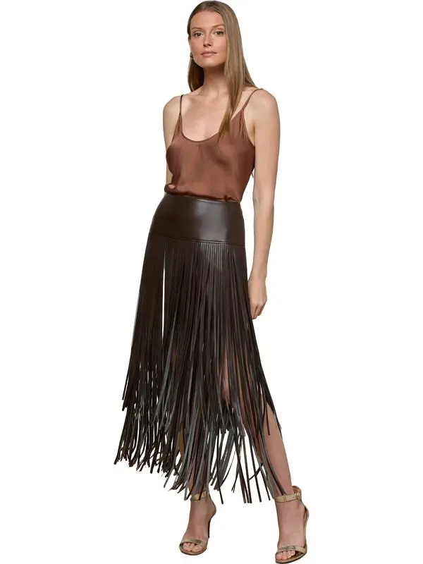 L'Agence Karolina Fringe Skirt - Coffee Bean