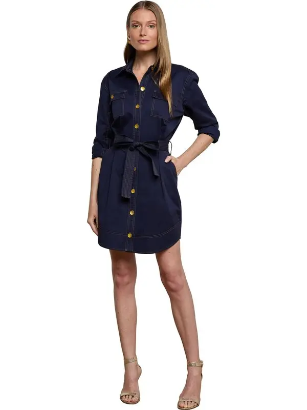 L'Agence Velma Shirt Dress - Navy