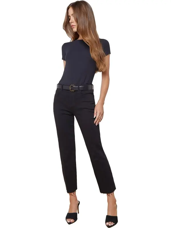 L'Agence Sada Slim-leg Cropped Jeans - Black