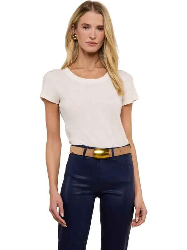 L'Agence Cory Cotton Scoopneck T-shirt - Vintage White