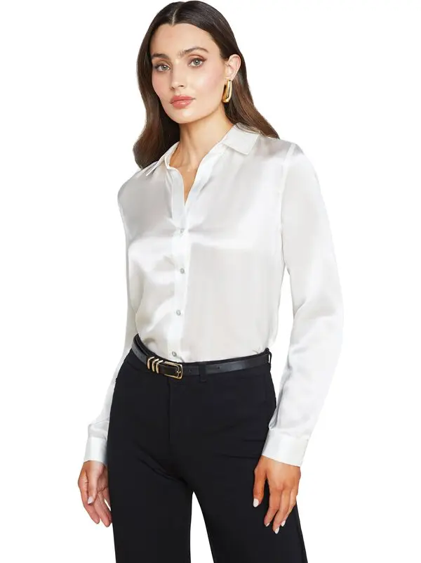 L'Agence Tyler Silk Blouse Top - Ivory