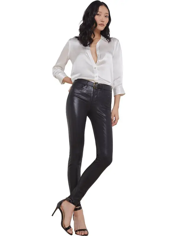 L'Agence Marguerite Coated Skinny Jean - Black Coated