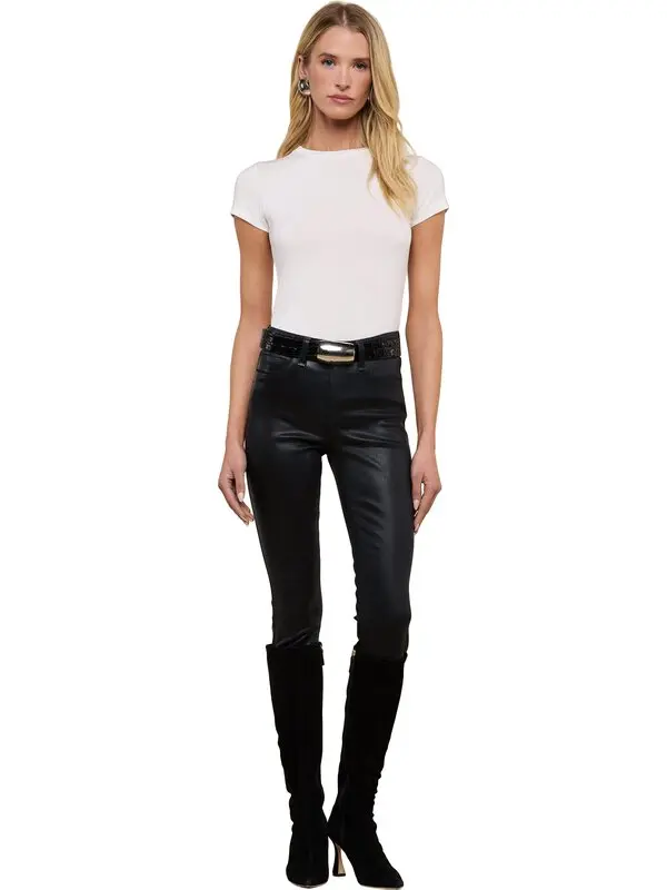 L'Agence Marguerite Coated Skinny Jean - Black Coated