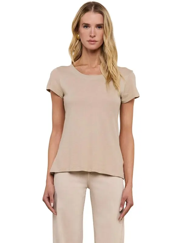 L'Agence Cory Cotton Scoopneck T-shirt - Biscuit