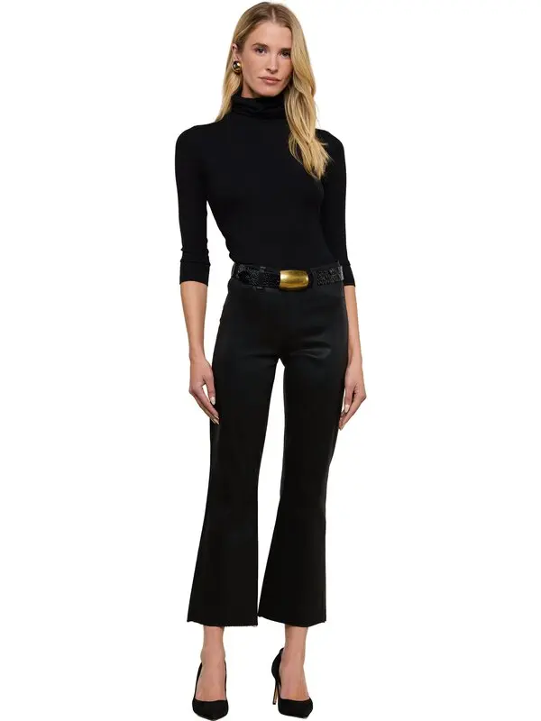 L'Agence Kendra Coated Cropped Flare Jean - Noir Coated