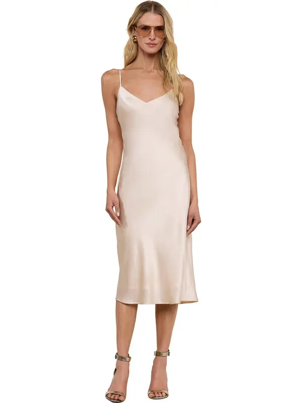 L'Agence Jodie Silk Slip Dress - Champagne