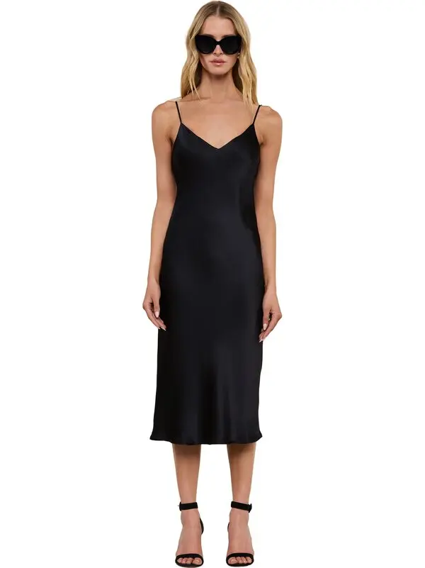 L'Agence Jodie Silk Slip Dress - Black