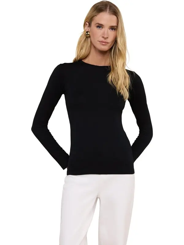 L'Agence Tess Long Sleeve T-shirt - Black