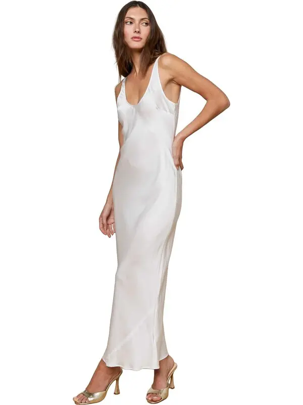 L'Agence Akiya Satin Maxi Dress - White
