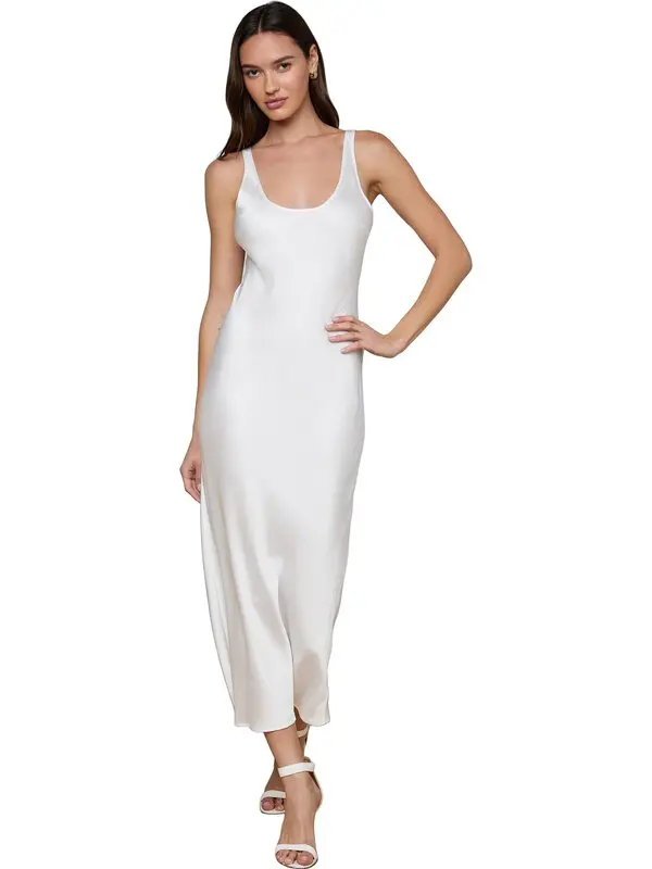 L'Agence Akiya Satin Maxi Dress - White