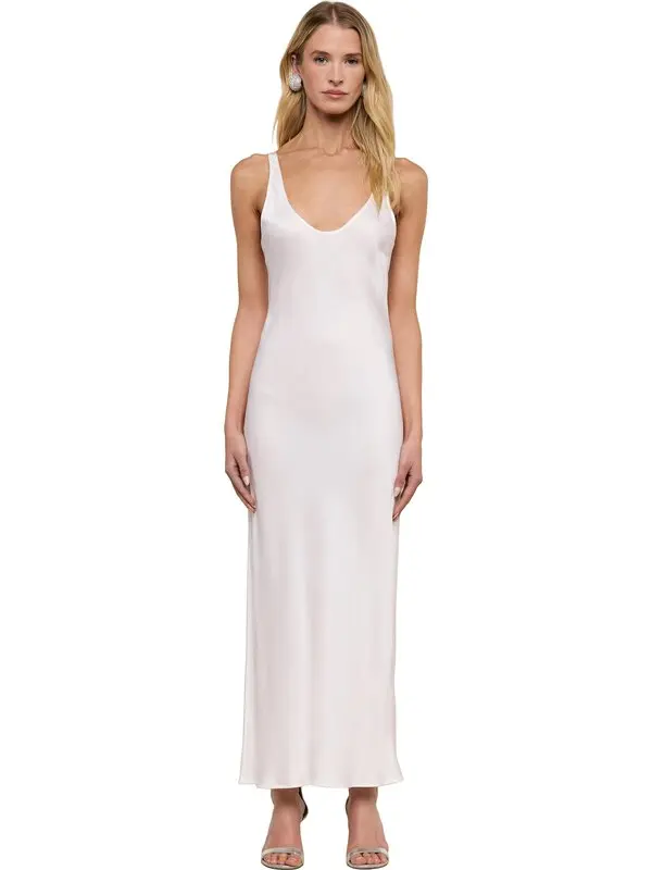 L'Agence Akiya Satin Maxi Dress - White