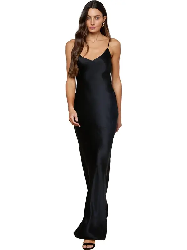 L'Agence Serita Silk Gown - Black