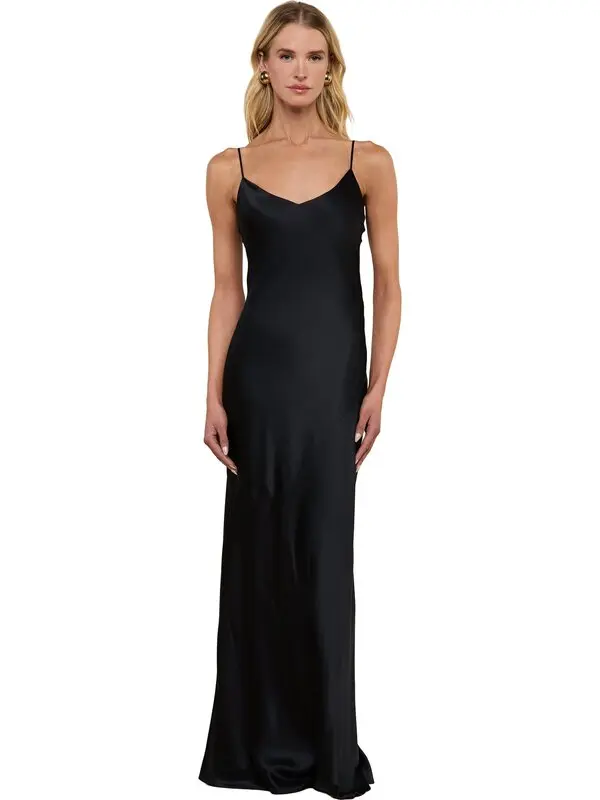L'Agence Serita Silk Gown - Black