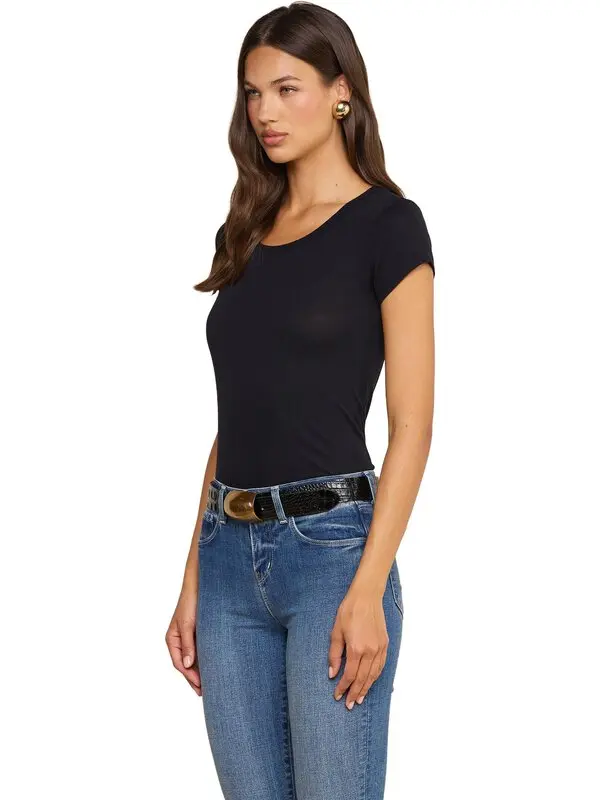L'Agence Cory Cotton Scoopneck T-shirt - Black