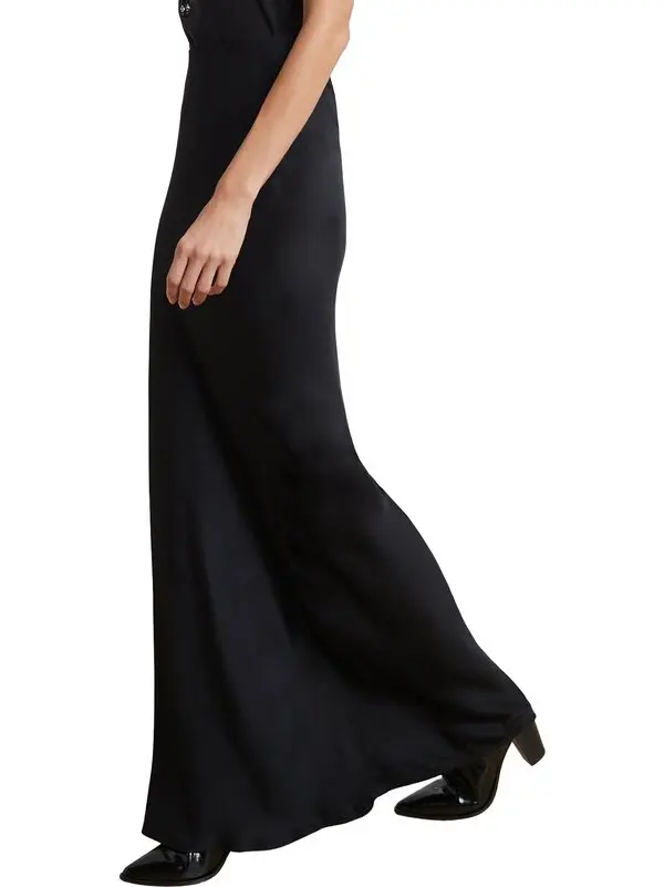 L'Agence Zeta Satin Maxi Skirt - Black