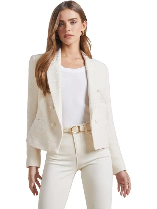 L'Agence Brooke Open-front Blazer - Ecru