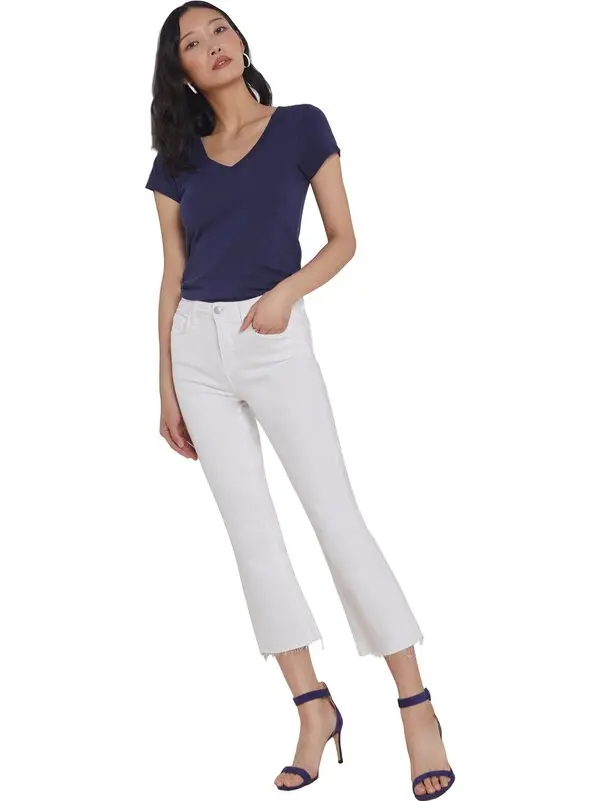 L'Agence Kendra Cropped Flare Jean - Blanc