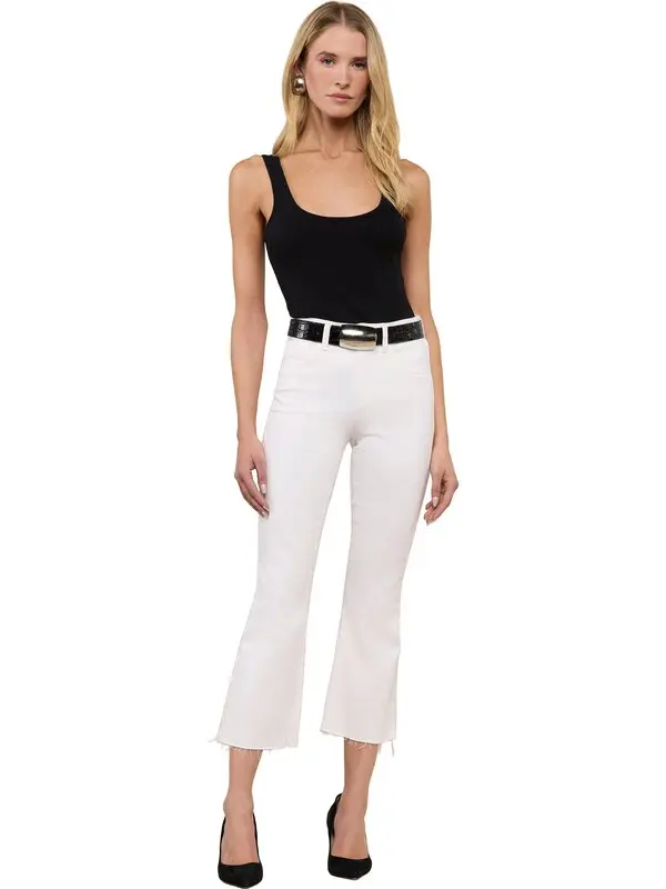 L'Agence Kendra Cropped Flare Jean - Blanc