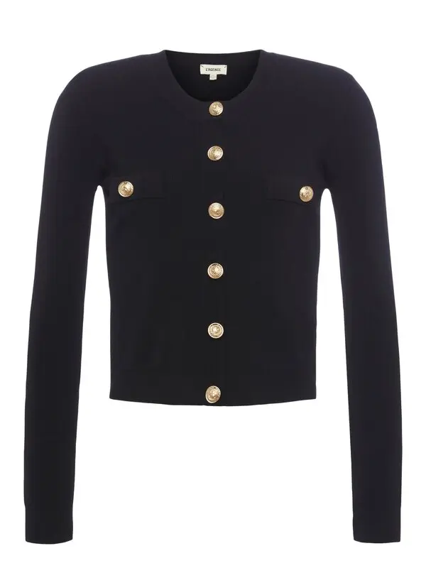 L'Agence Toulouse Cropped Cardigan - Black
