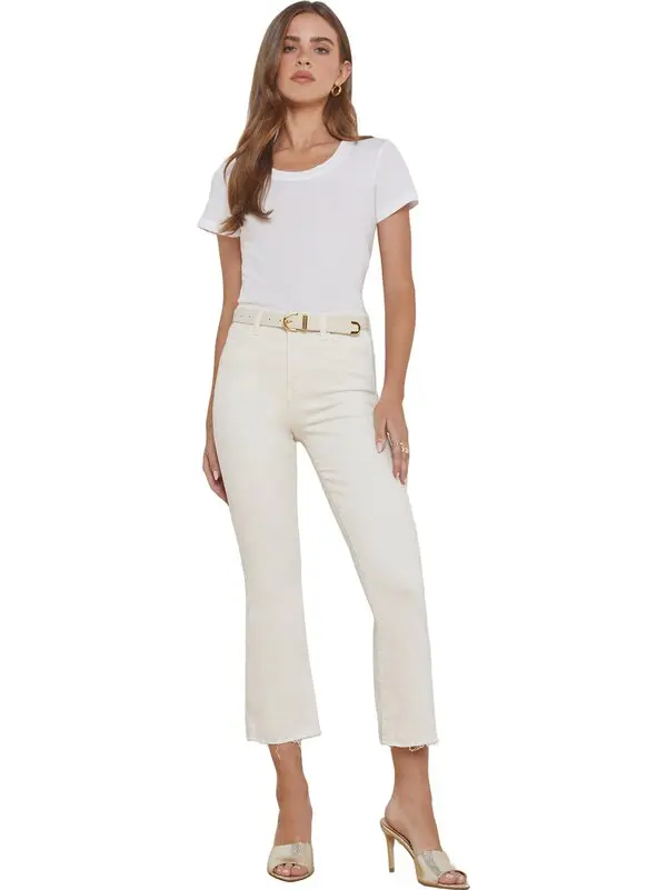 L'Agence Kendra Cropped Flare Jean - Vintage White