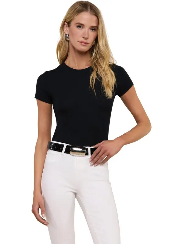 L'Agence Ressi Micro-rib T-shirt - Black Micro Modal