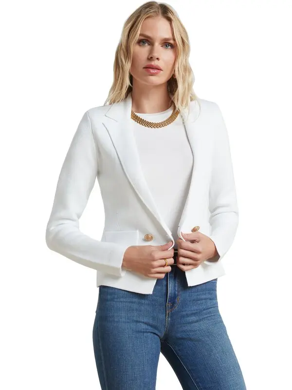 L'Agence Sofia Knit Blazer - White