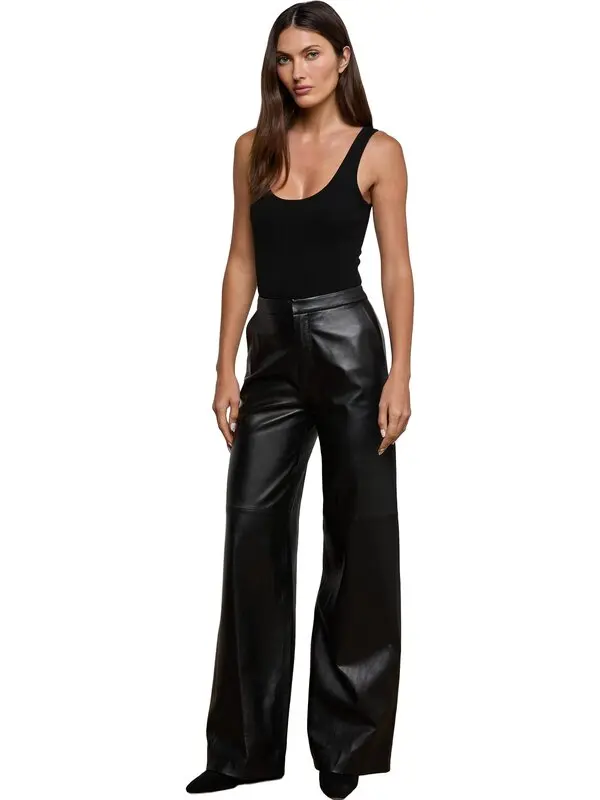 L'Agence Livvy Leather Trouser - Black