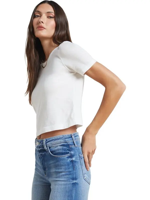 L'Agence Donna Cotton Cropped T-shirt - White