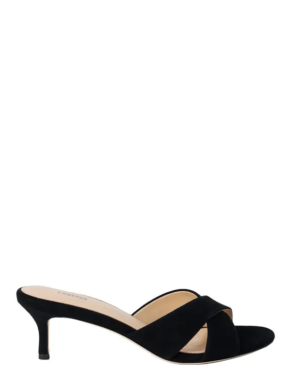 L'Agence Aveline Kitten-heel Sandal - Black Suede