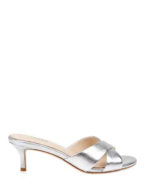 L'Agence Aveline Kitten-heel Sandal - Silver Leather