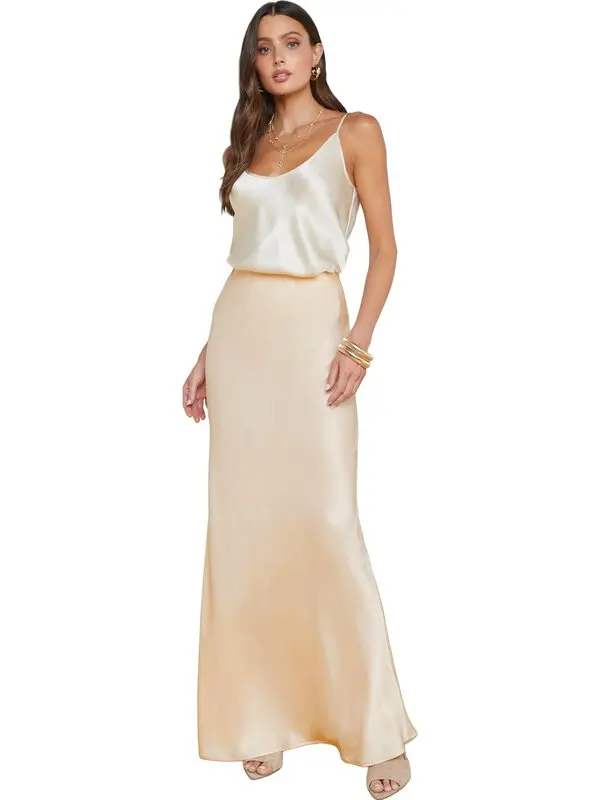 L'Agence Zeta Satin Maxi Skirt - Pearl