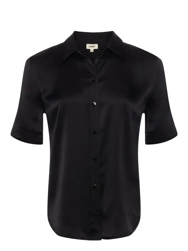 L'Agence Ellah Silk Blouse Top - Black