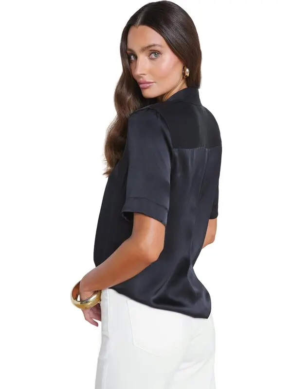 L'Agence Ellah Silk Blouse Top - Black
