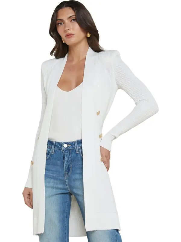 L'Agence Noe Double-breasted Cardigan - White