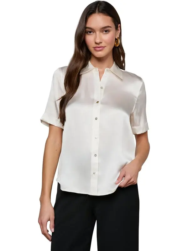 L'Agence Ellah Silk Blouse Top - Ivory