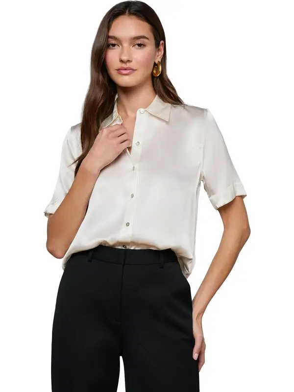 L'Agence Ellah Silk Blouse Top - Ivory
