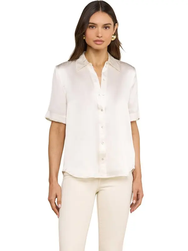 L'Agence Ellah Silk Blouse Top - Ivory