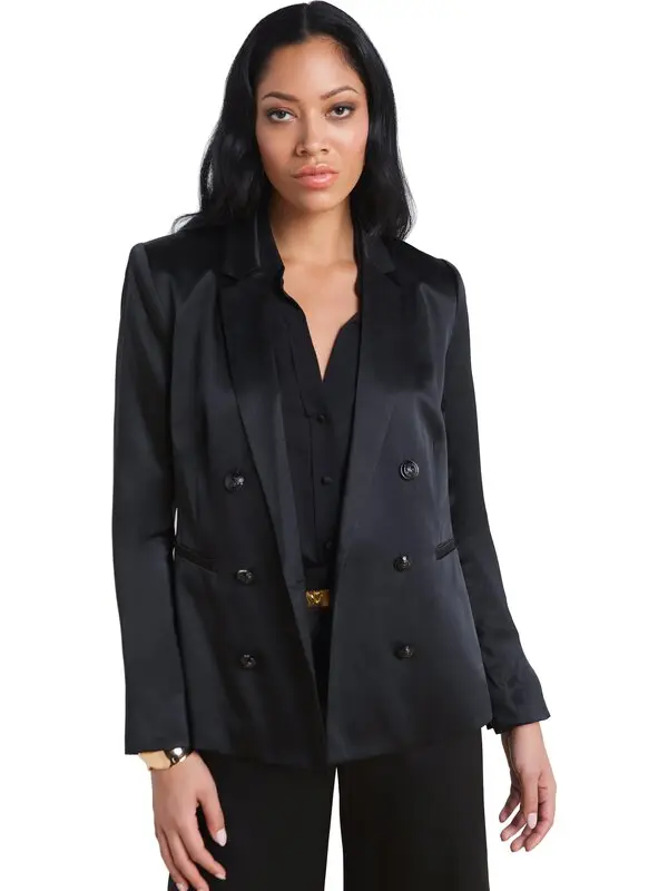 L'Agence Colin Silk Charmeuse Blazer - Black
