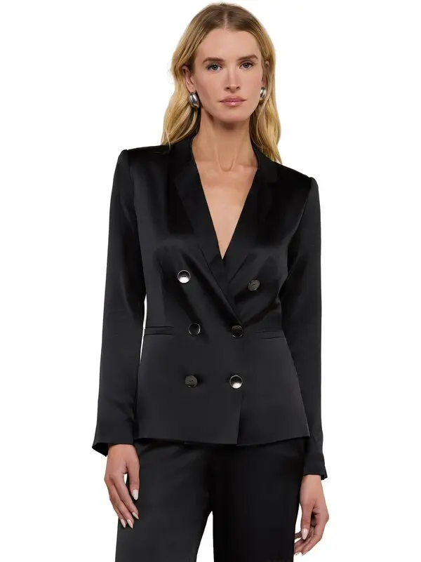 L'Agence Colin Silk Charmeuse Blazer - Black