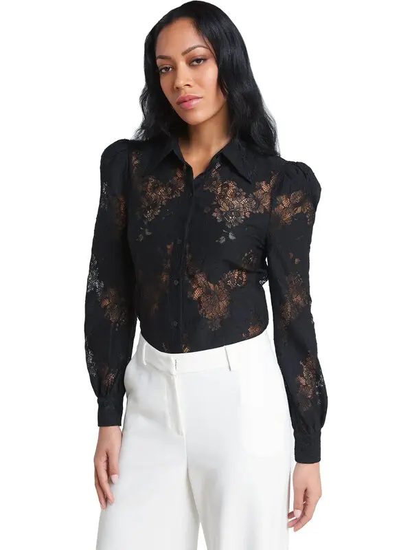 L'Agence Jenica Lace Blouse Top - Black