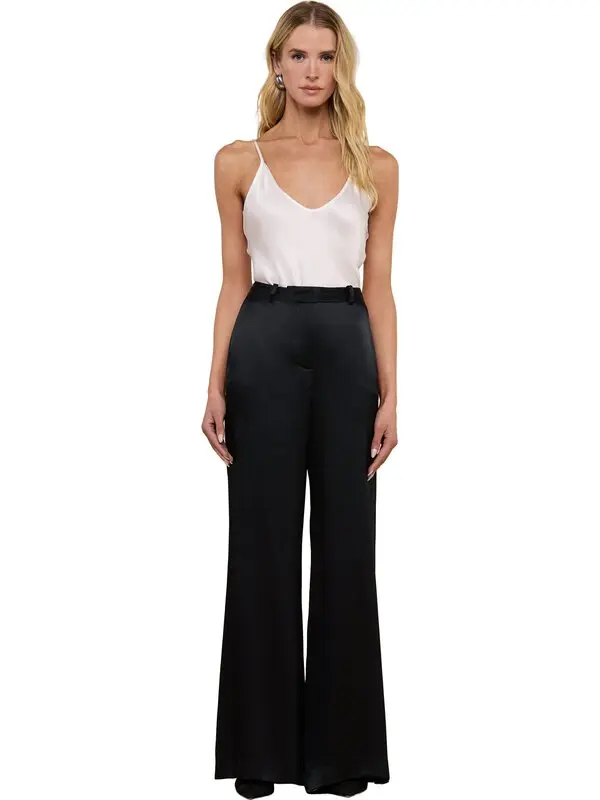 L'Agence Pilar Silk Wide-leg Pants - Black Silk