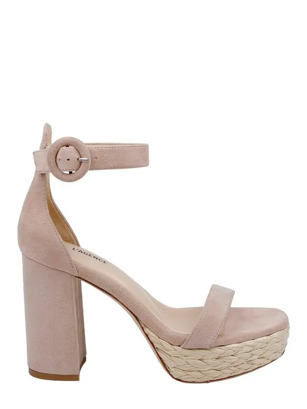 L'Agence Avia Platform Heeled Sandal - Pecan Suede