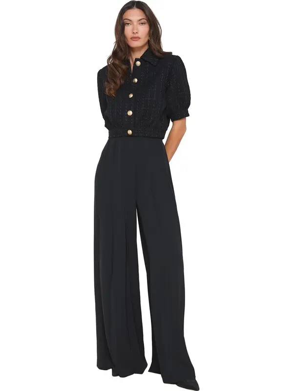 L'Agence Nova Pleated Wide-leg Trousers - Black
